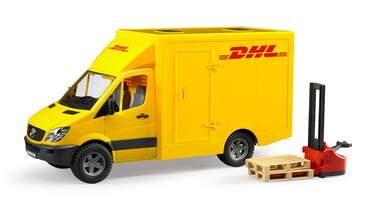 BRUDER® 2534 MB Sprinter DHL mit Handhub wagen und 2 Paletten | duo-shop.de