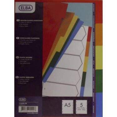 Elba Register farbig, 5-teilig, A5, PVC | duo-shop.de