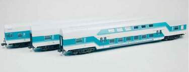 Kuehn 91050 Spur N Doppelstockwagen Set,3Wg.DR,mi,Ep.5 | duo-shop.de