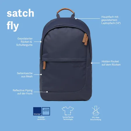 Satch Schulrucksack Fly Pure Navy | duo-shop.de